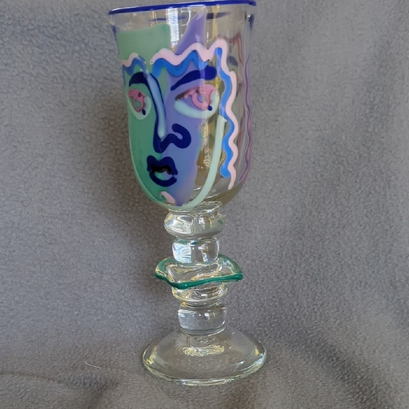 Bernstein | Art | Bernstein Art Glass Handblown Face Goblet Vintage ...